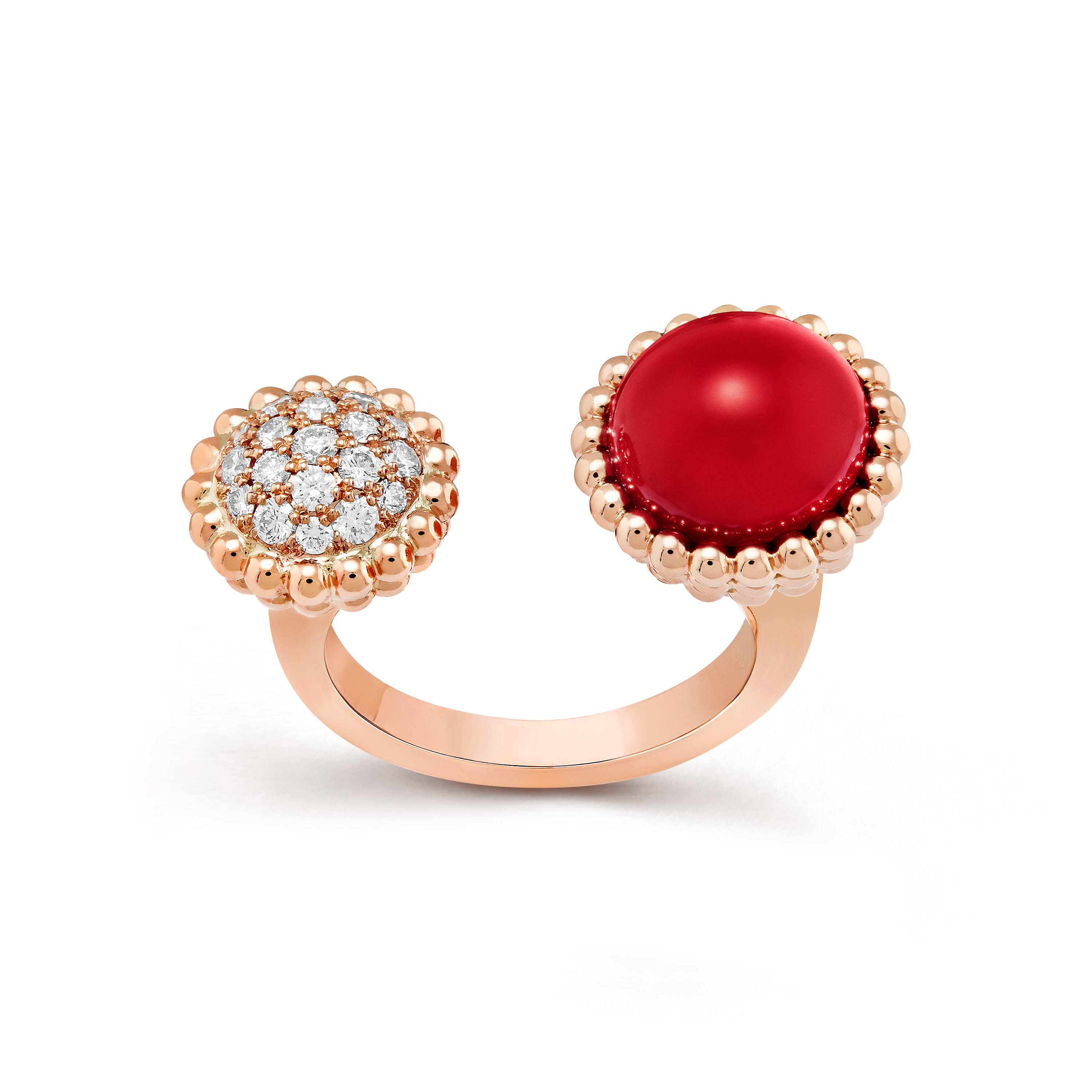 Perlée Couleurs Between The Finger Ring 18k Rose Gold Carnelian