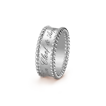 Perlée sweet clovers ring 18K white gold, Diamond - Van Cleef & Arpels