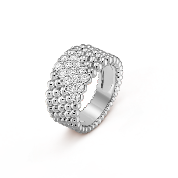 Perlée diamonds ring, 5 rows 18K yellow gold, Diamond - Van Cleef & Arpels