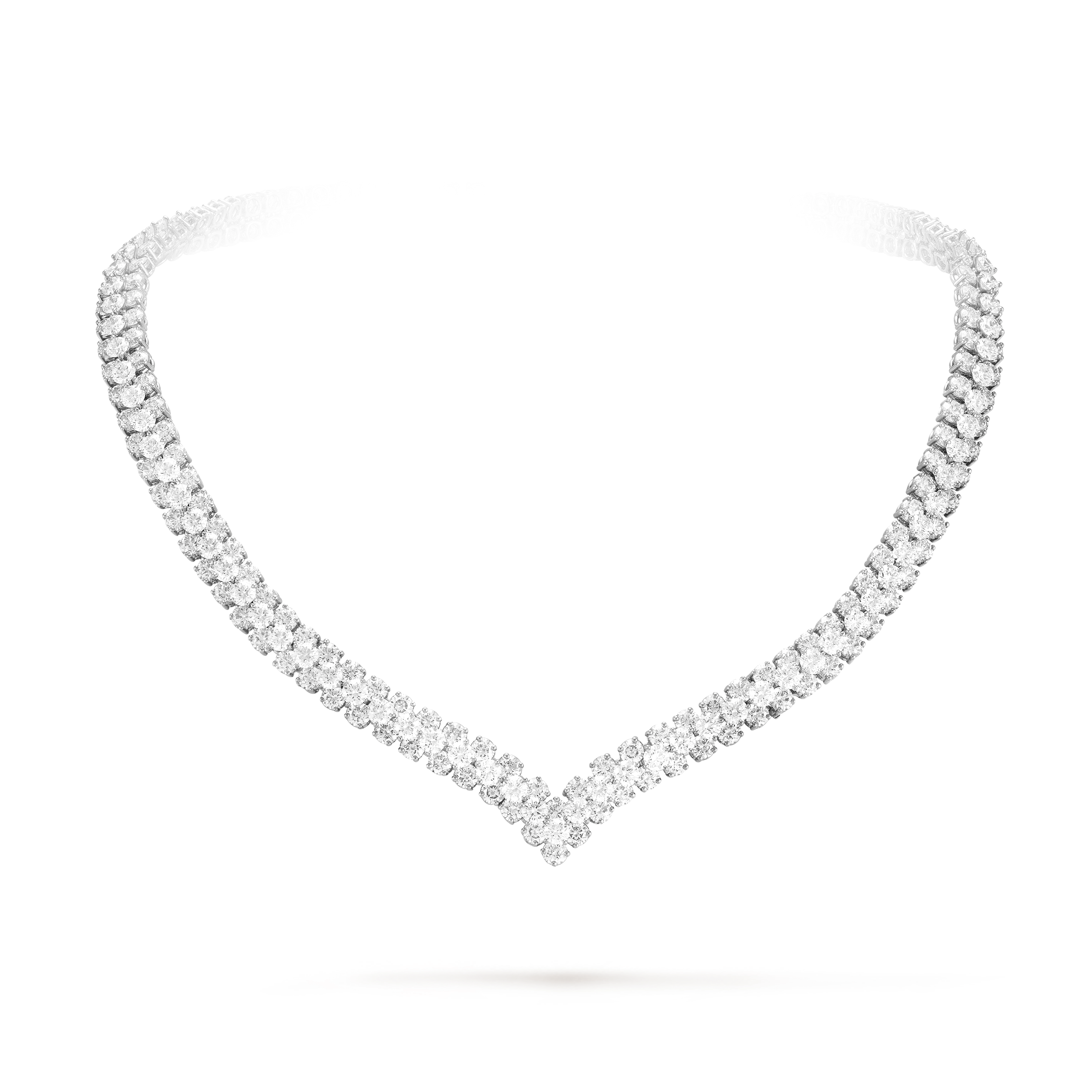 À Cheval 3-row transformable necklace 18K white gold, Diamond - Van ...