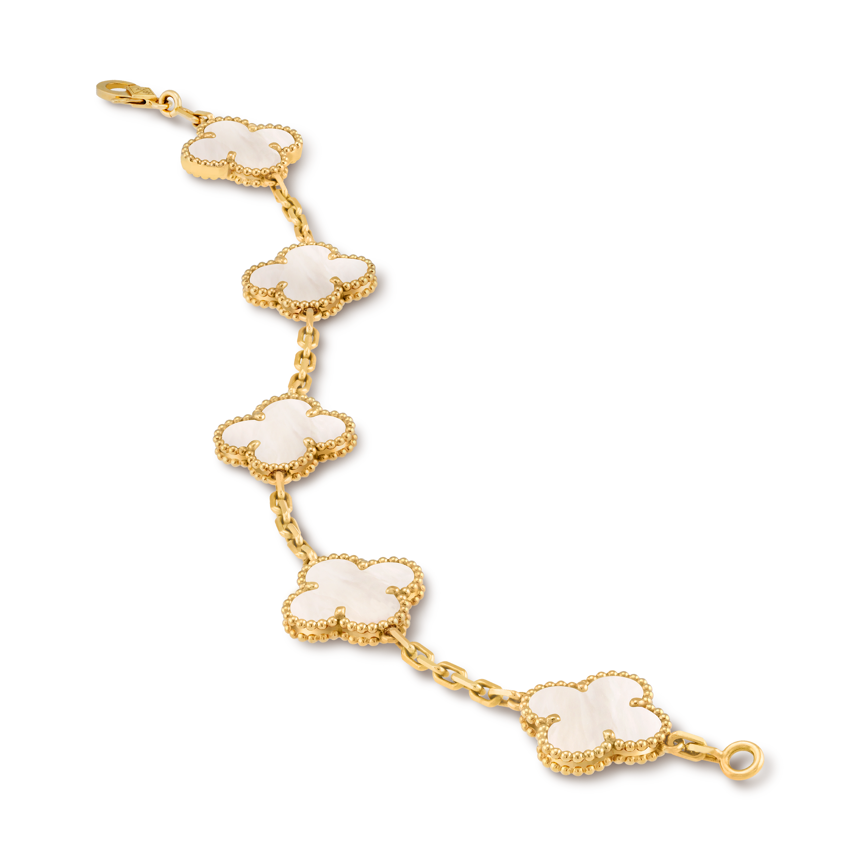 Pulsera Vintage Alhambra, 5 motivos Oro amarillo 750/1000, Nácar - Van ...